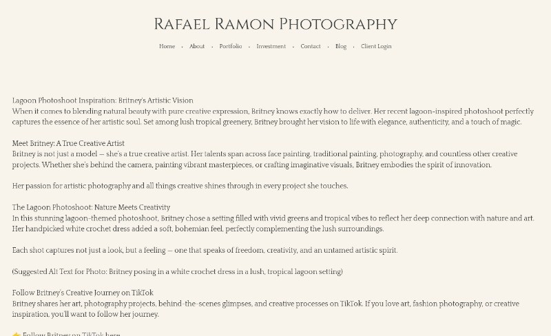 Lagoon Dreams: Britney's Artistic Journey - Rafael Ramon Photography